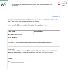 Return to Childcare Parental Declaration Form - Longford Childcare ...